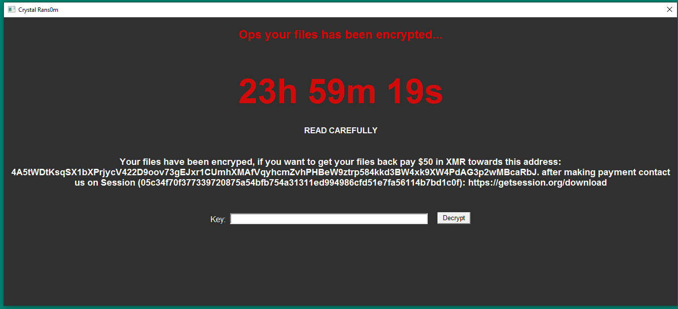 Crystal Rans0m: Hybrid ransomware with stealer capabilities